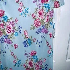 Dresses | Floral Blue Dress Womens Size 16 | Poshmark